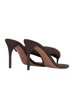 Alaïa Heel Thong Mules In Suede - Dark Brown