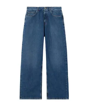 Palm Angels Logo Back Wide-leg Jeans - Medium Blue