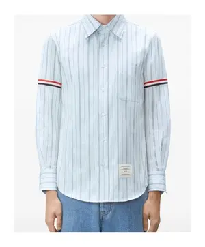 Thom Browne Madras Long-sleeved Striped Shirt