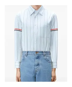 Thom Browne Madras Long-sleeved Striped Shirt