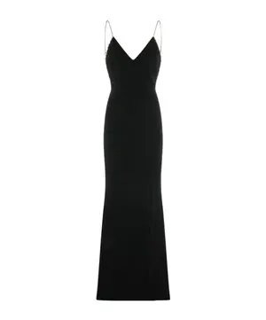 TOM FORD Embellished Strappy V-neck Gown - Black