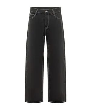 Palm Angels Logo Patch Straight Leg Jeans