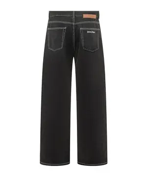 Palm Angels Logo Patch Straight Leg Jeans