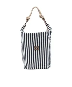 Miu Miu Striped Rope-handle Shoulder Bag - White