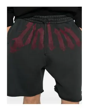 Palm Angels Elastic Waist Shorts With Drawstring And Frayed Hem