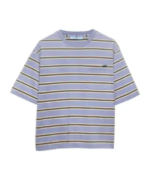 Prada Striped Pocket Crewneck T-shirt - Periwinkle/lime
