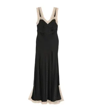 Rixo Sleeveless V-neck Lace Trim Maxi Dress - Black