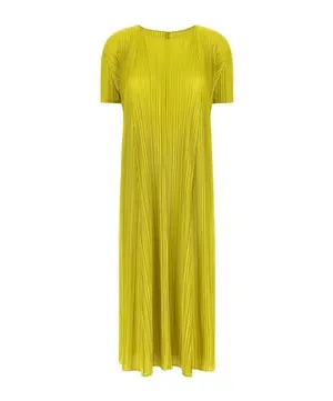 Issey Miyake Mellow Pleats Midi Dress - Yellow