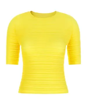 Issey Miyake Pleated Top - Yellow