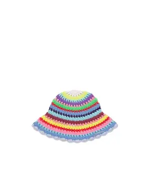 GANNI Bucket Hat In Striped Crochet - Color