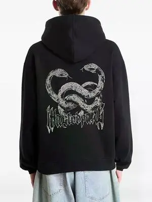 WASTED Snake-print Logo-embroidered Hoodie