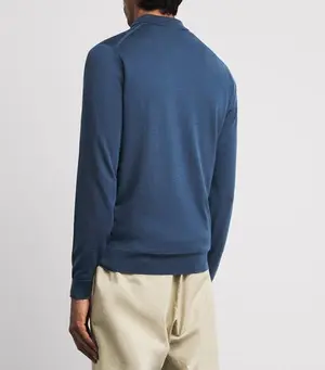 John Smedley Merino Wool Long-sleeve Polo Shirt