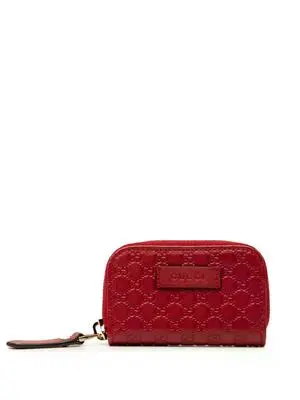 Gucci 2000-2015 Microguccissima Zip Around Purse Coin Pouch - Red