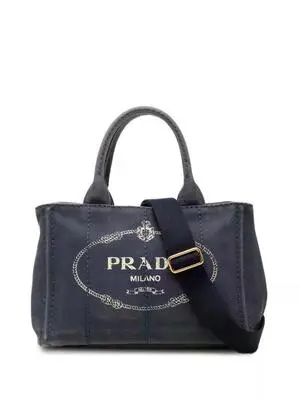 Prada Canapa Logo Satchel - Blue