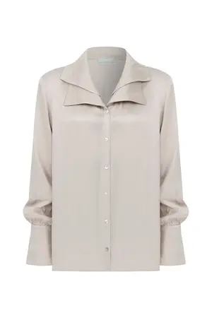CANSU XI Silky Moonlight Shirt Vegan Silk - Grey