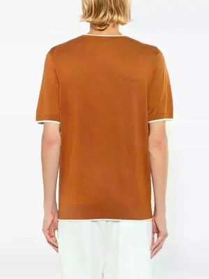 Kiton Contrast-trim Fine-knit T-shirt