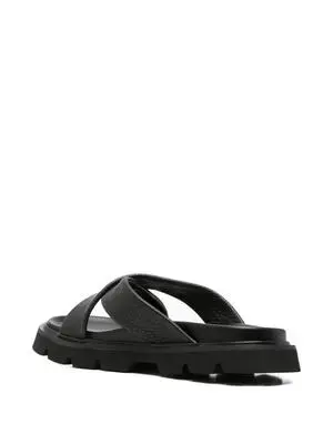 SERGIO MORETTI FIRENZE Criss-cross Grained Leather Slippers