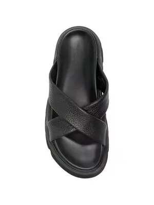 SERGIO MORETTI FIRENZE Criss-cross Grained Leather Slippers