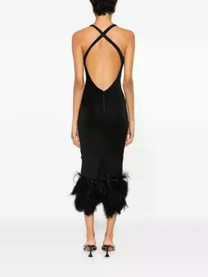 VESTIAIRE D'UN OISEAU LIBRE Feather-trim Crossover-strap Dress