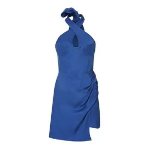 CANSU XI Gaia Ra Mini Dress Vegan Silk - Blue