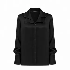 CANSU XI Silky Moonlight Shirt Vegan Silk - Black