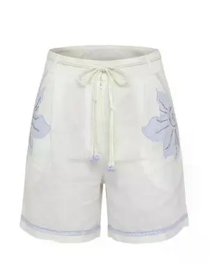 SCARLETT POPPIES Floral Embroidered Drawstring Shorts