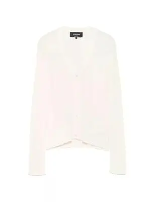 Rochas Ribbed Knit V-neck Cardigan - Neutrals