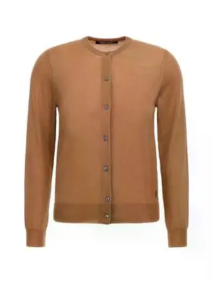 Roberto Cavalli Round Neck Wool Cardigan - Brown