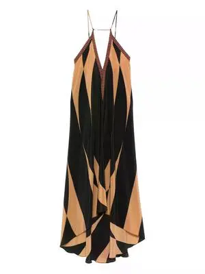 VOLANTIS Geometric-print Silk Midi Dress