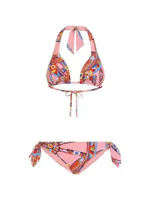 Dolce & Gabbana Carretto Print Triangle Bikini - Pink