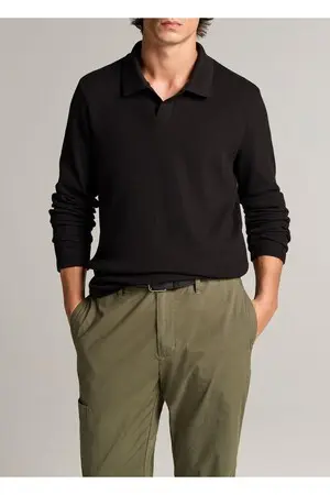 Vince Macro-rib Cotton Johnny-collar Shirt - Black