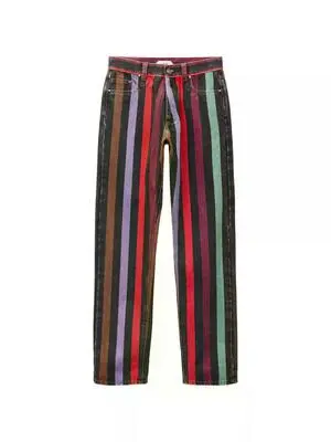 Versace Striped Straight Leg Jeans - Blue