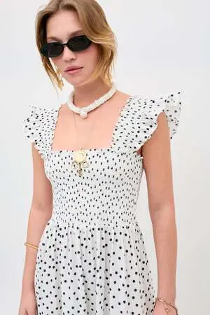 Rixo Kendall Bohemia Spot Ivory Regular Dress