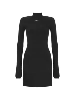 Off-White Logo Knit Mini Dress - Black