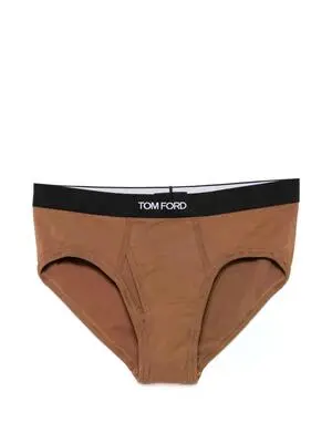 TOM FORD Logo-waistband Briefs - Brown