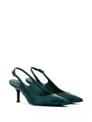 Roberto Cavalli Croc-effect Pointed-toe Slingback Pumps