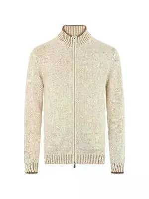 Fedeli Zip-up High-neck Cardigan - Neutrals