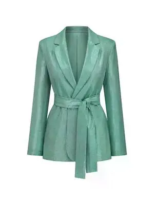 OTRO AMOR Belted Metallic Blazer - Green