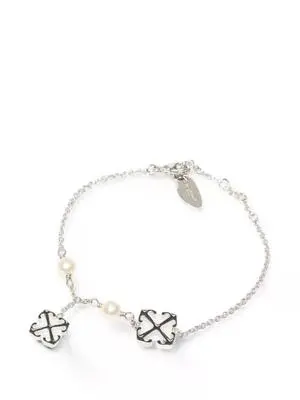 Off-White Faux Pearl Arrows Motif Bracelet - Silver