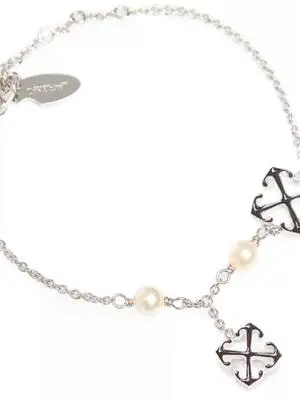Off-White Faux Pearl Arrows Motif Bracelet