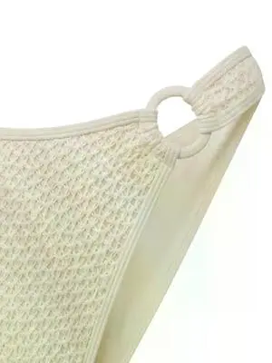 Karl Lagerfeld Crochet-knit Ring-detail Bikini Bottoms - Neutrals