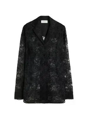 Sportmax Notched Lapel Floral Lace Shirt