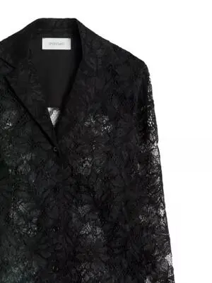Sportmax Notched Lapel Floral Lace Shirt