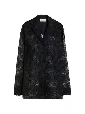 Sportmax Notched Lapel Floral Lace Shirt