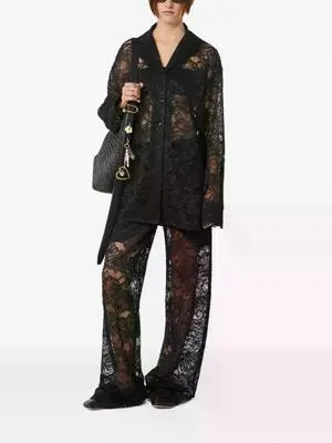 Sportmax Notched Lapel Floral Lace Shirt