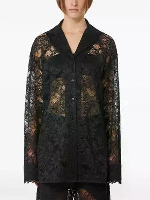Sportmax Notched Lapel Floral Lace Shirt