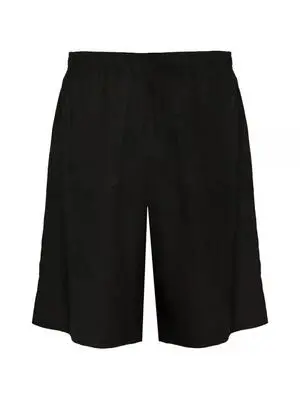 AMARANTO Linen Elasticated Waistband Shorts - Black