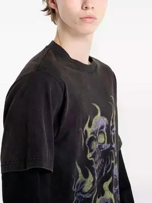 WASTED Skull-print Layered T-shirt