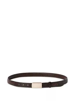 Brunello Cucinelli Textured Calfskin Belt With Box-frame Buckle - Brown
