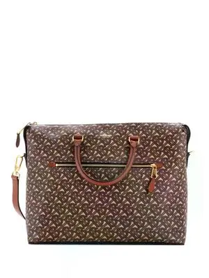 Burberry Monogram E-canvas Zip Briefcase - Brown